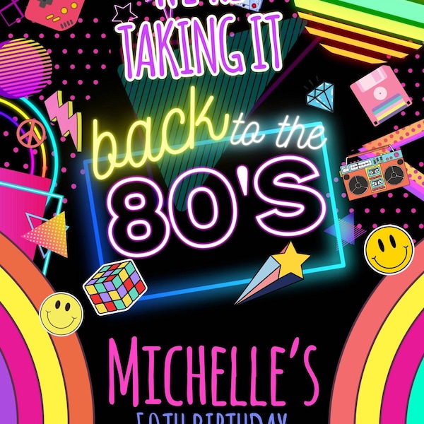 Editable 80S Welcome Sign, Back to the 80S Neon Party Custom Sign ...