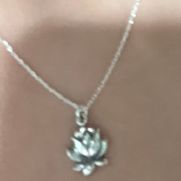 Sterling Silver Lotus Necklace, Lotus Flower, Silver Necklace, Flower ...