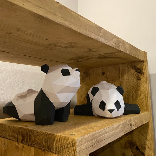 Two Cute Pandas Paper Sculpture,printable PDF Template,handmade Wide ...