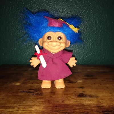 Vintage Russ Troll Doll, Graduation Gift, Graduate Troll, Yellow Hair ...