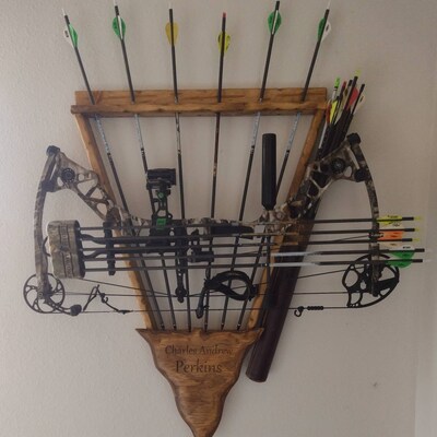 Archery Bow Rack, Wall Mounted, Bow Rack, Rusted Wood Bow Rack,bow ...
