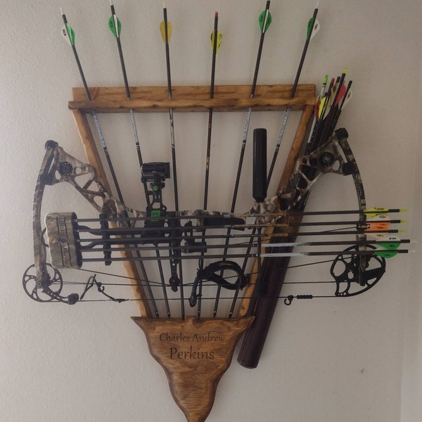 Archery Bow Rack, Wall Mounted, Bow Rack, Rusted Wood Bow Rack,bow ...