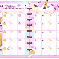 Strawberry Kawaii Pink Printable Calendar / Cute Printable Calendar ...