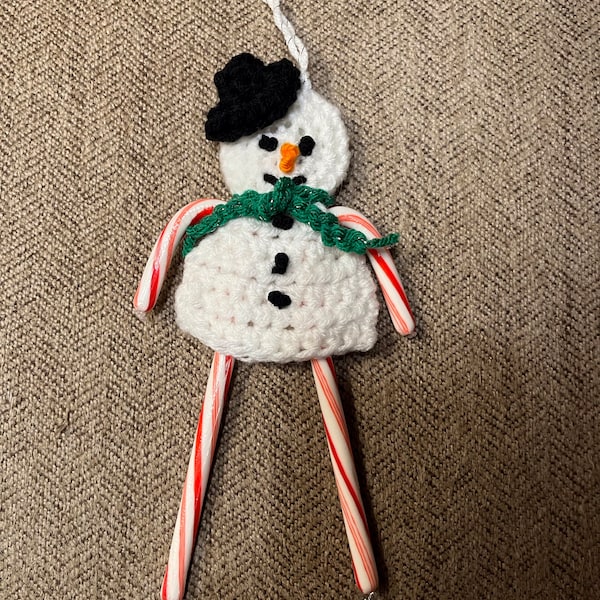 Snowman Candy Cane Holder Crochet PATTERN PDF - Tree Ornament ...