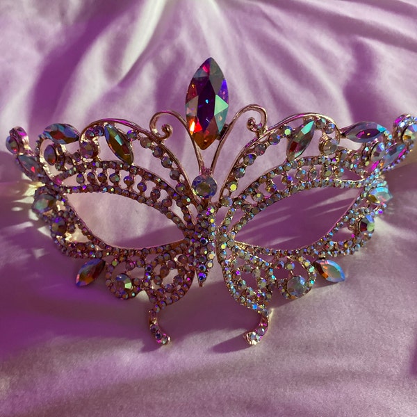 Butterfly Crystal Masquerade Mask, Wedding Party Gold Eye Mask, Cosplay ...
