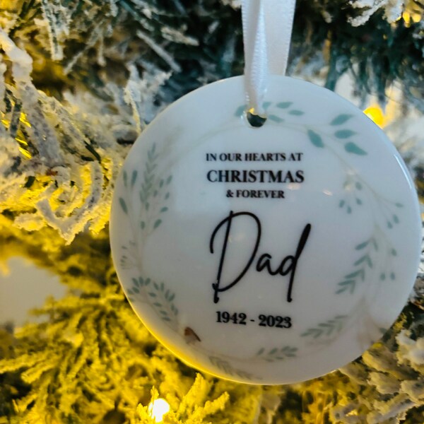 Personalised Memorial Bauble - Remembrance Christmas Decoration ...