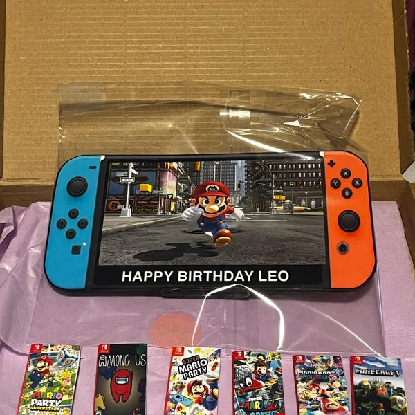 Personalised Cake Topper | Fun Nintendo Switch Topper With Custom Image ...