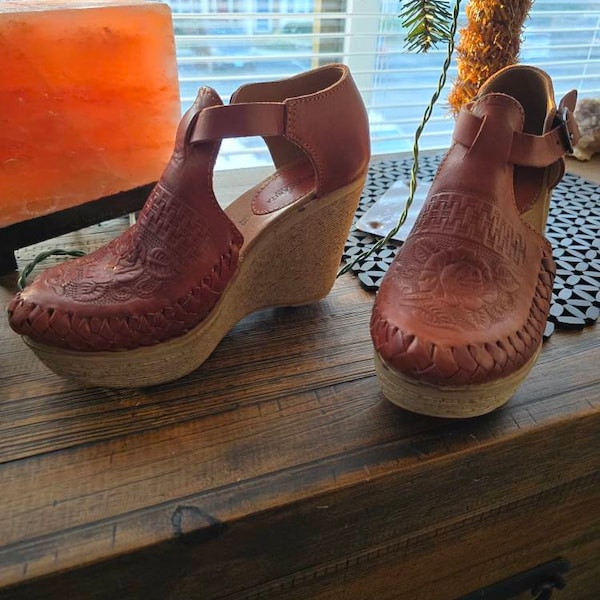 Stella Embroidered Mexican Wedges/mexican Huarache//mexican Wedge ...