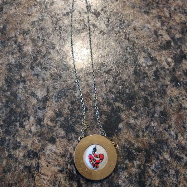 Tiny Charm- Hand Embroidered Necklace, Miniature - Etsy