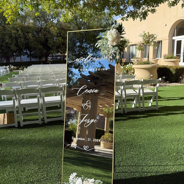 Arched Mirror Welcome Sign Custom Decal DIY Wedding Welcome Sign Decor ...
