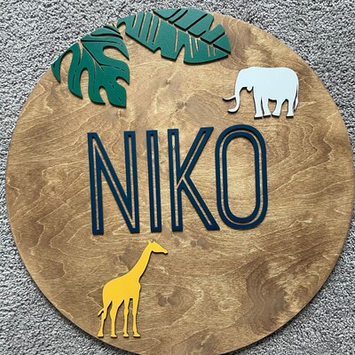 Nursery Name Sign , Safari Name Sign for Nursery, Jungle Nursery, Above ...