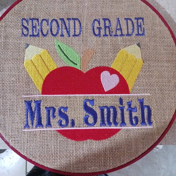 APPLE FOR TEACHER Monogram Split Frame Machine Embroidery Design Filled ...