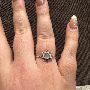 Silver Rose Ring Dainty Floral Jewelry Botanical Romantic Gift for Wife ...