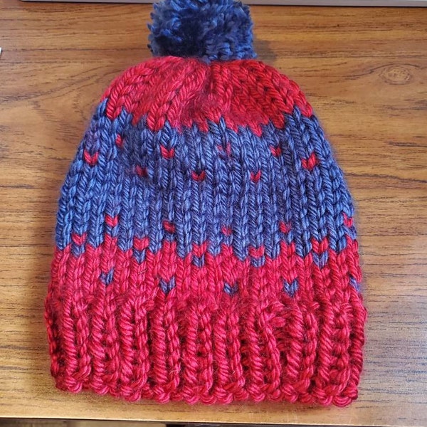 KNITTING PATTERN Easy Beginner Colorwork Beanie Super Bulky Fairisle ...