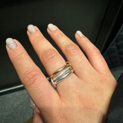 14KGF Gold Multi Link Connected Ring, Chunky Gold Ring, Gold Ring Set ...