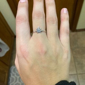 Mary Jane Ring, Small Cannabis Ring, Sterling Silver, 24K Gold, Rose ...