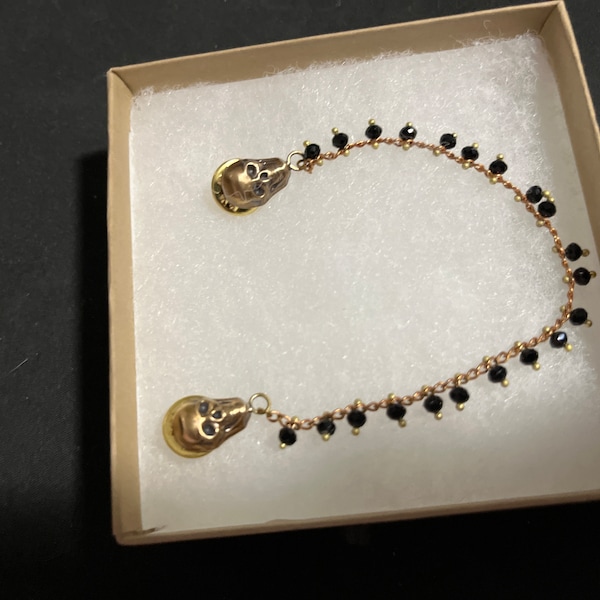 Skull Collar Chain Pin: Solid Brass, Glass Beaded Vintage Style - Etsy