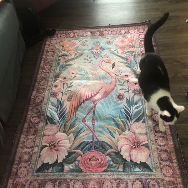 Flamingo Rug for Pink Room Decor, Pink Rug for Coquette Room Decor ...