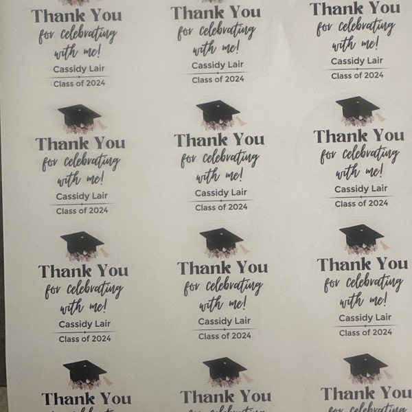 Personalized Graduation Stickers | Sheet of 20 2" or 12 2.5" Circle ...