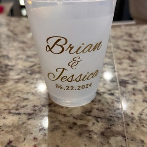 Custom Wedding Cups, Reception Bar Frosted Cups, Personalized ...
