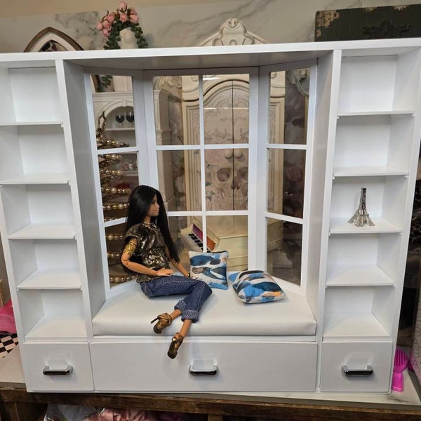 BJD Doll Furniture, Bookcase With Window, Diorama for Dolls 16', 1/4 ...