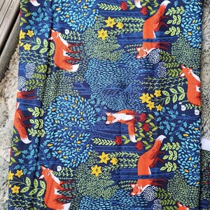 Blue Orange Yellow Gold Fox Woodland Forest Quilter's - Etsy