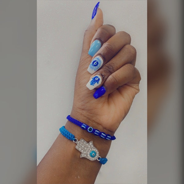 New! Hamsa Evil Eye Protection Nail Decals | Hand of Fatima Waterslide ...