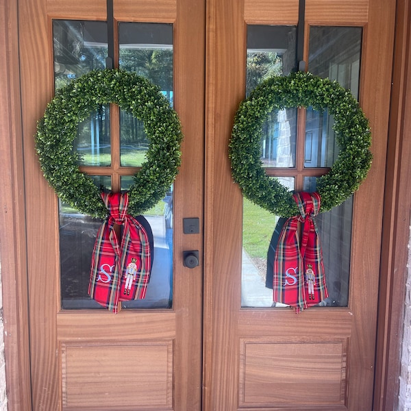 Nutcracker Royal Stewart Wreath Sash, Door Wreath Sash, Personalized ...