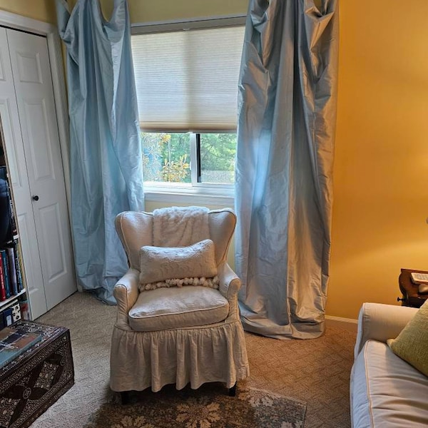 IHF Silk Dupioni Solid Textured Lined French Pleat Pleated Extra Wide ...