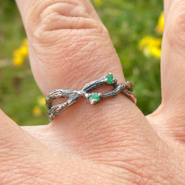 Double Braided Branch Engagement Ring for Women in Solid Sterling ...