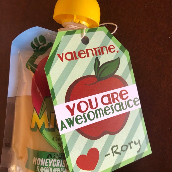 Awesomesauce Apple Sauce Valentine Cards and Valentine Tags to Go With ...