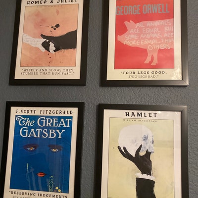 Book Poster Literature Poster Book Cover Wall Art Set 6 Prints Home ...