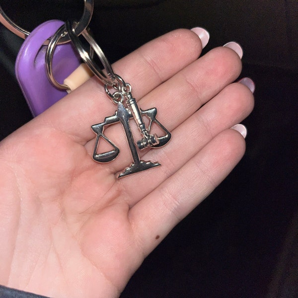 Scales of Law & Justice Keychain, Judges Gavel, Lawyer Keychain ...