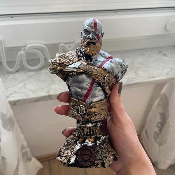 God of War Kratos STATUE, Video Game Gift, Kratos Bust, Figure ...