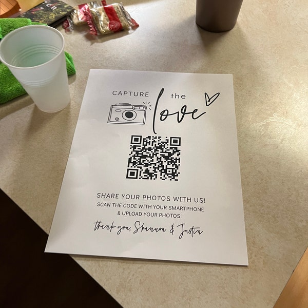 Capture the Love QR Code, Wedding Photo Signs, Share the Love, Wedding ...