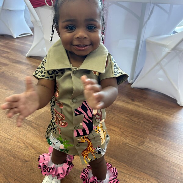 Wild One Zoo Theme Custom Dickie Dress for Babygirl Birthday or Any ...