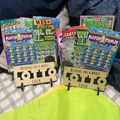 Scratch Card Lottery Ticket Holder, Solid Wood Scratch Card Holder ...