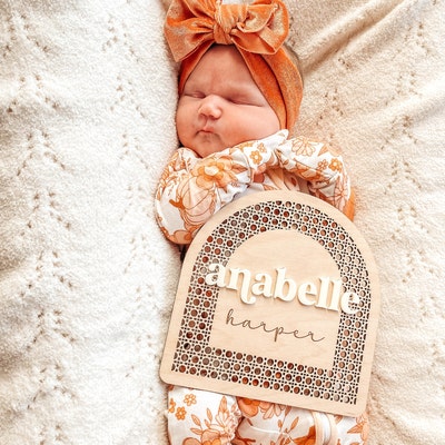 Baby Birth Announcement Sign, Boho Baby Arch Name Sign, Boho Birth ...