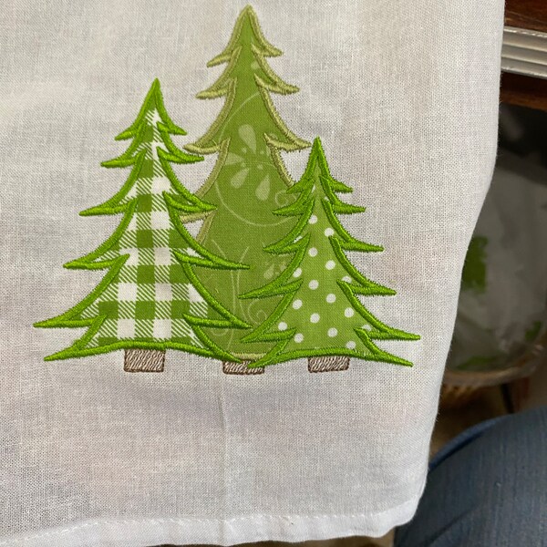 Applique Trio of Trees Machine Embroidery Design - 4 Sizes - Instant ...