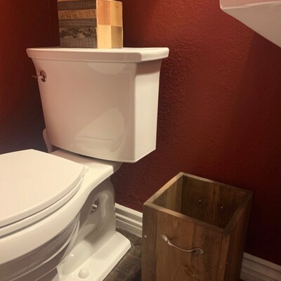 SPECIAL WALNUT Rustic Garbage Can, Bathroom Trash Can, 2 Sizes ...