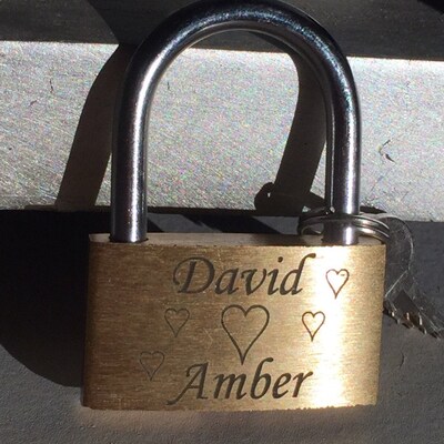 Engraved Padlock Love-lock, Brass With Key and Pouch,personalized ...