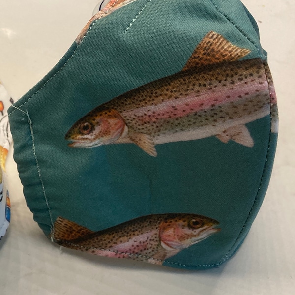Fishing Fabric - Rainbow Trout on Slate Blue by Weavingmajor - Fishing ...