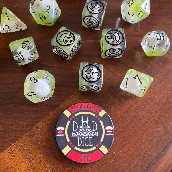 Nuclear Fallout Exclusive 11 Dice Set | Glow in the Dark Nuke Wasteland ...