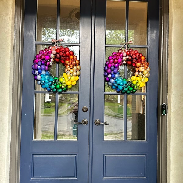 RADIANT RAINBOW miniver. 1 Ornament Ball Wreath shatterproof Ready to ...