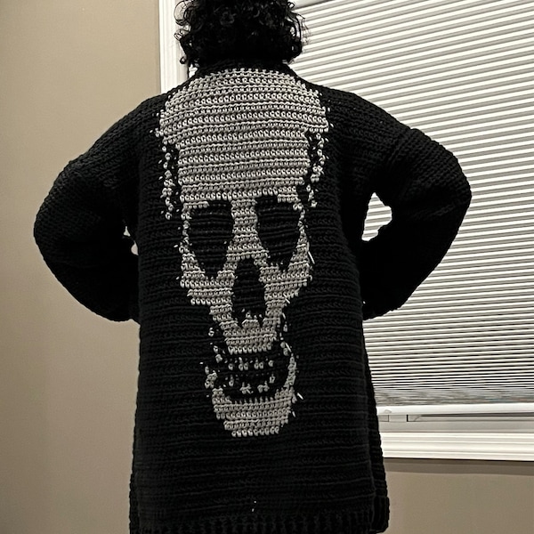 Crochet Skull Cardigan Pattern Crochet Sweater Pattern - Etsy