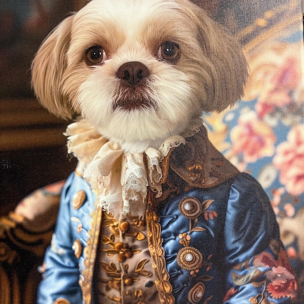 Custom Shih Tzu Rococo Portrait | Royal Dog Cat Pet Outfit, Digital ...