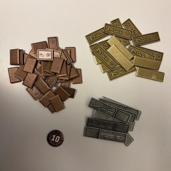 55x Brass Birmingham Lancashire Upgraded Tokens, 30 Coal and 25 Iron ...