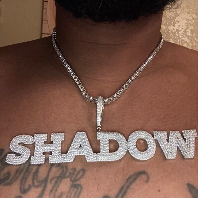 Custom Your Name Plate Pendant Necklace With Cuban Chain Icy - Etsy