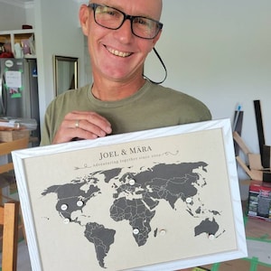 Custom Linen Map With Personalized Pins 4th Anniversary Gifts for Men ...