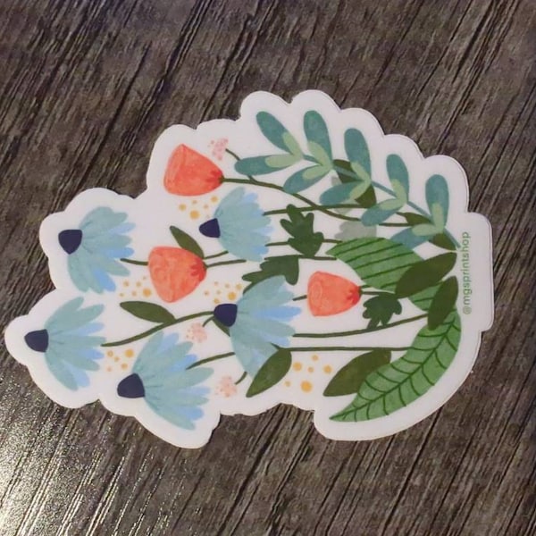 Watercolor Flower Sticker, Illustrated Flower Sticker, Flower Stickers ...